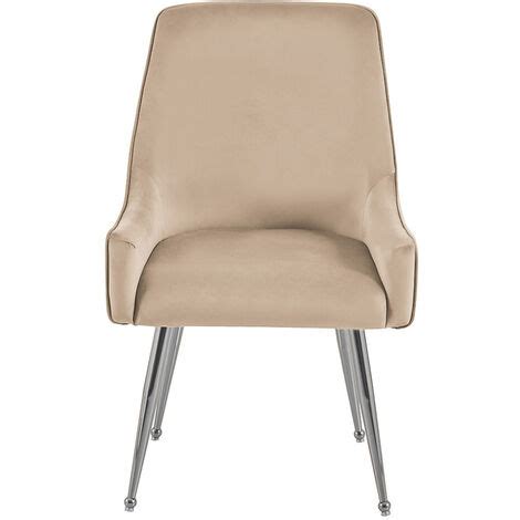 Lot de 2 chaises en velours beige pieds en métal argenté DORY