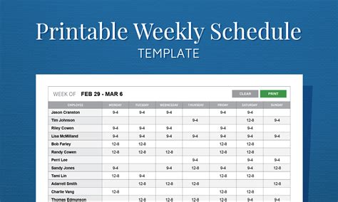 Free Printable Work Schedule Sheets Golfcrowd