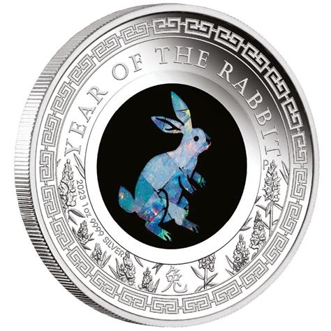 Silbermünze Jahr des Hasen Lunar Opal Serie 8 2023 Australien 1