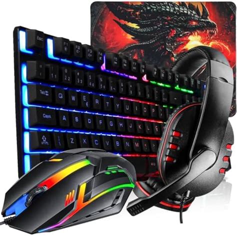 Kit Gamer Teclado Semi Mecânico Rgb Mouse Led em 7 Cores Headset