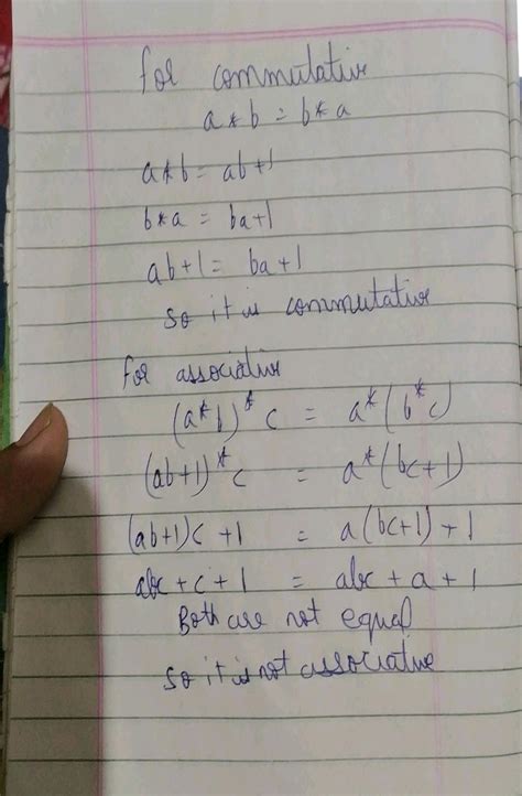determine whether the following binary operation is associative and commutative ∗ on q defined