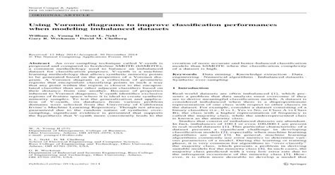 using voronoi diagrams to improve classification performances when modeling imbalanced datasets