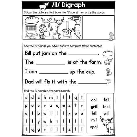Phonics Digraph LL Worksheet STATE FONTS Top Teacher