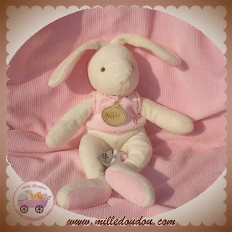 BABYNAT BABY NAT DOUDOU LAPIN ECRU T SHIRT ROSE FRAISE