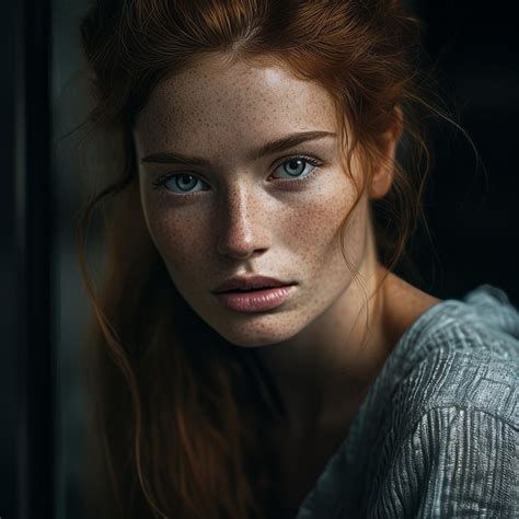 Premium Ai Image A Woman With Freckles On Her Face