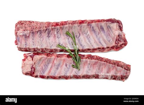 Raw Pork Ribs With Rosemary Isolated On White Raw Pork Ribs Raw Meat Whole Raw Pork Ribs