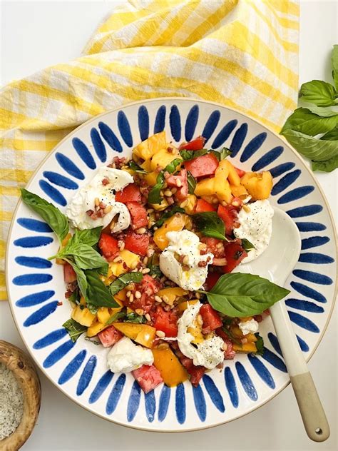 Heirloom Tomato Salad With Burrata And Pancetta More Momma