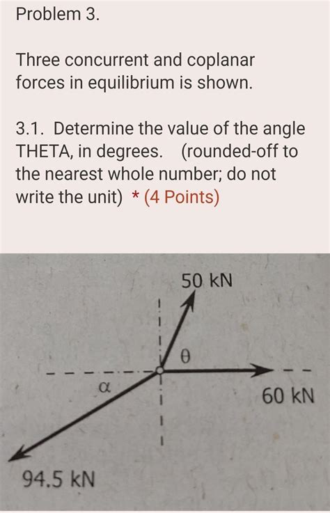 Solved Problem 3 Three Concurrent And Coplanar Forces In Chegg