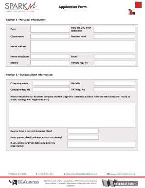 Fillable Online Spark Application Form SPK007V8 0 SPARK Business