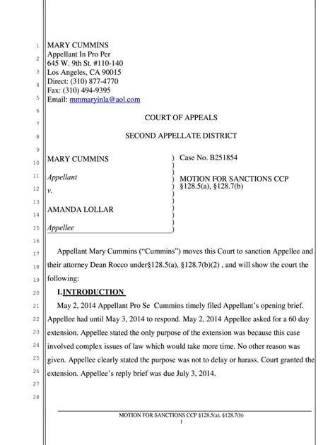 Blank Pleading Template With Line Numbering Word Form Fill Out And
