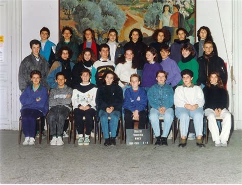 Photo de classe 3éme 4 de 1988 Collège Feuchères Copains d avant
