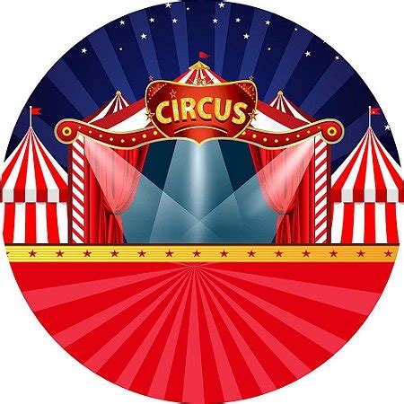 Painel De Festa Redondo Em Tecido Sublimado Circo Holofote C El Stico