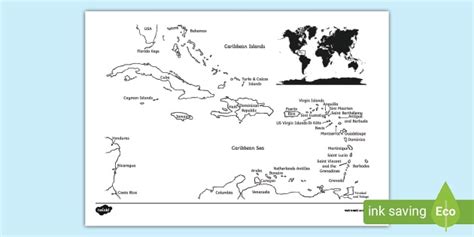 FREE Caribbean Map Colouring Sheet Teacher Made