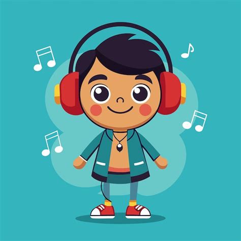 Um Menino De Desenho Animado Fones De Ouvido Que Dizem Cita A