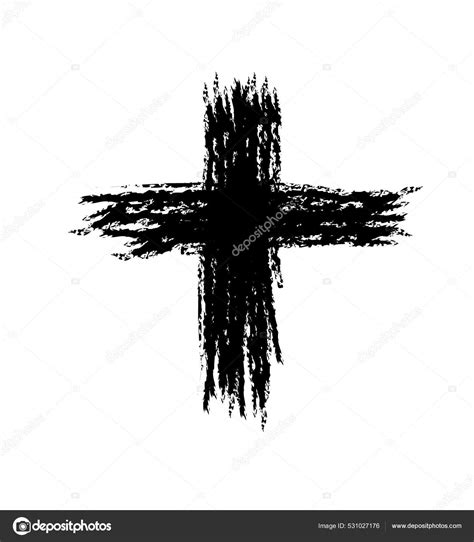 Icono De Cruz Grunge Negro Dibujado A Mano Signo De Cruz Cristiana