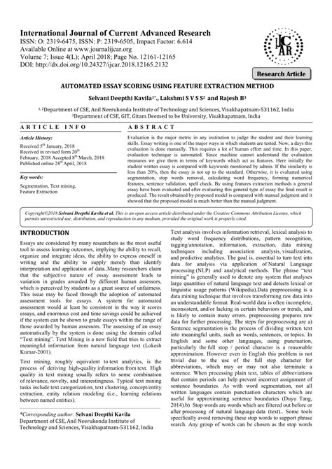 pdf automated essay scoring using feature extraction method