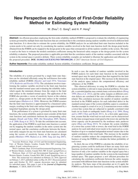 pdf new perspective on application of first order reliability method for estimating system