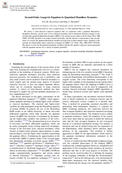 pdf second order langevin equation in quantized hamilton dynamics oleg victor prezhdo