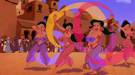 Rule 34 5girls Aladdin Arabian Arabian Clothes Areolae Bimbo Black Hair Breasts Cleavage