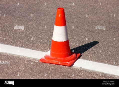 Work On Road Construction Cone Traffic Cone With White And Orange