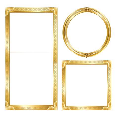 3d Vintage Frame Gold Border Set Vintage Set Border PNG Transparent