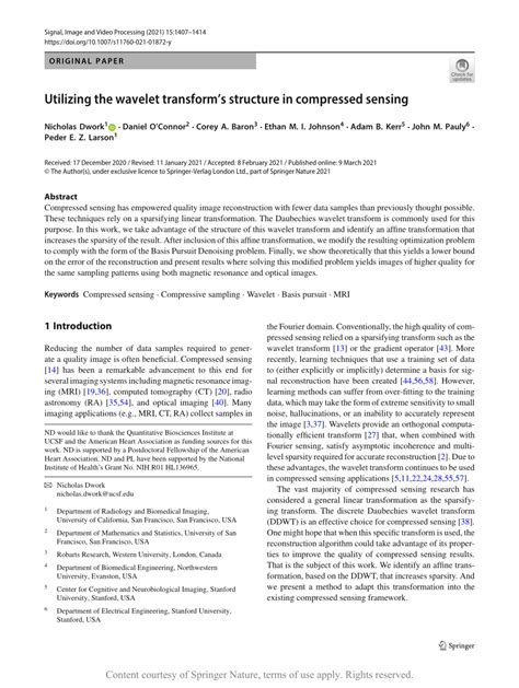 utilizing the wavelet transform s structure in compressed sensing request pdf