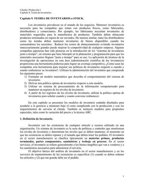 Capitulo 9 Teoria De Inventarios O Stock2 PDF