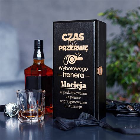 Skrzynka na Alkohol z Grawerem Prezent dla Trenera Czas Na Przerwę