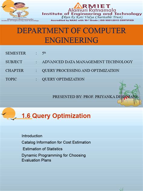 1 6 ppt query optimization pdf relational model database index