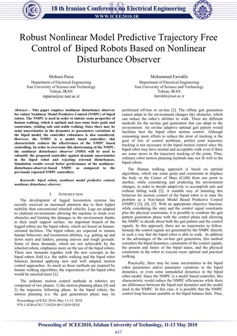 pdf robust nonlinear model predictive trajectory free control of biped robots based on