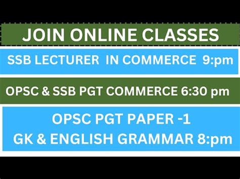 JOIN SSB OPSC ONLINE CLASSES II OPSC PGT PAPER 1 II SSB OPSC PGT