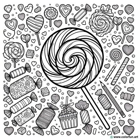Coloriage de bonbons et sucreries à Télécharger ou à Imprimer gratuitement