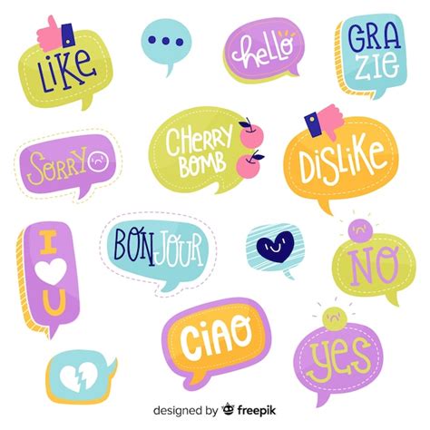 Free Vector Hand Drawn Speech Bubbles With Different Expressions