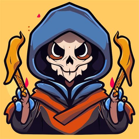 Parca muerte fumeta cráneo halloween dibujado a mano dibujos animados