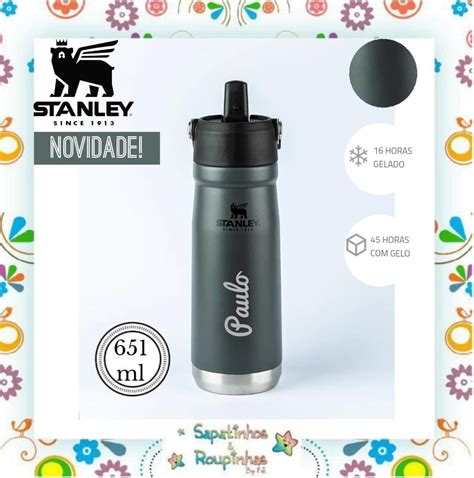 Stanley Garrafa Térmica Flip Straw Cinza 651 gravação a laser
