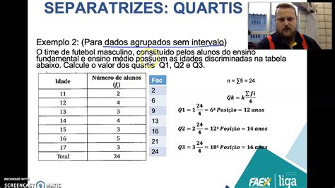Estatística Aula 5 Medidas de posição Separatrizes Quartis