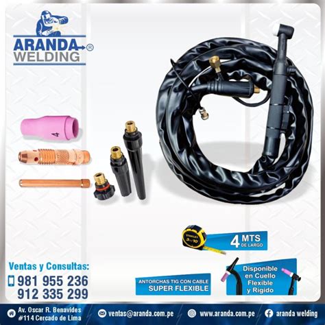 ANTORCHA TIG ALTA FRECUENCIA CON VALVULA ARANDA WELDING Premium