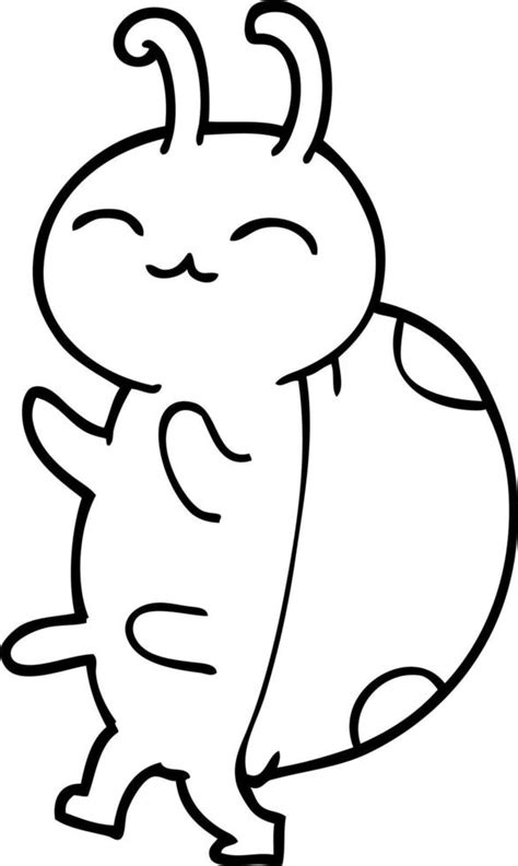 Cute Line Drawing Cartoon Ladybug 12166577 Vector Art At Vecteezy