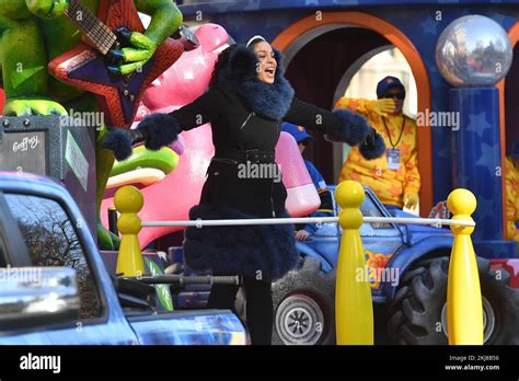 New York Usa Th Nov Singer Jordan Sparks Rides Atop A Float