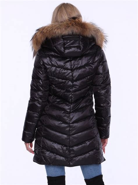 Kurtka Damska Zimowa W Stylu Casual Z Futrem Jenota Kolor Czarny Perso
