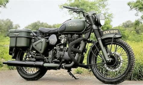 The Royal Enfield Cc Custom In Army Green Appears To Be Ready For
