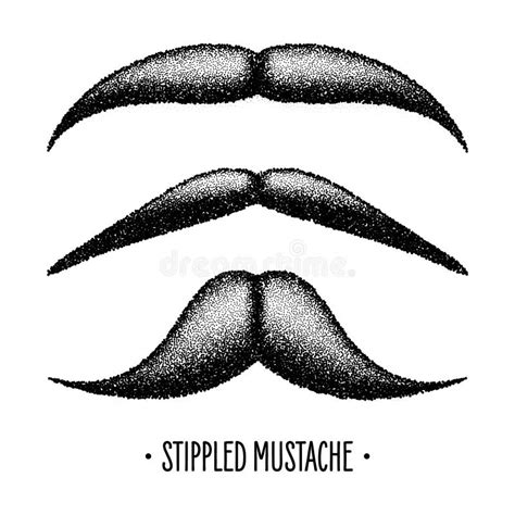 Stippled Vintage Mustache Curly Facial Hair Hipster Beard Stock Vector Illustration Of Blond