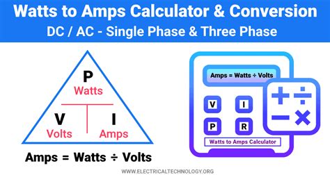 Watts To Amps Calculator Conversion Dc Ac Phase