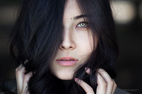 Face Black Women Model Portrait Long Hair Brunette Glasses