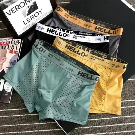 Shorts De Boxer De Seda Gelo Masculino Cuecas Masculinas Cuecas De
