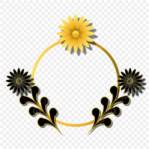 Gold Circle Frame Clipart PNG Images Black Gold Flower With Glowing