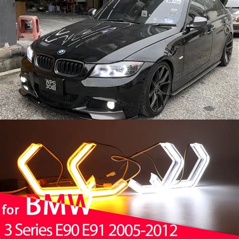 M4 Style LED Angel Eyes Bulb Halo Ring White Yellow Lamp Car Daytime