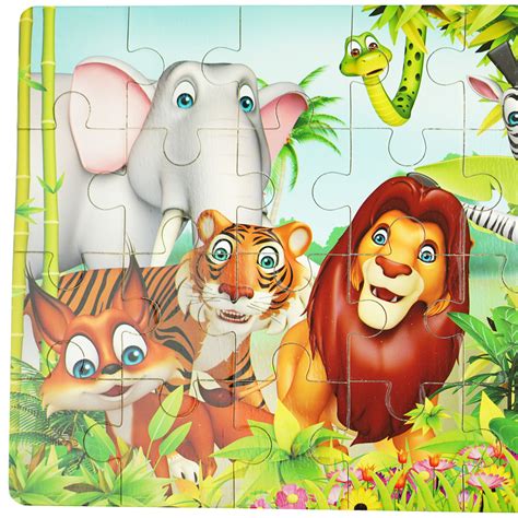 Kolorowa układanka puzzle dla dzieci 40 el Safari lew tygrys słoń