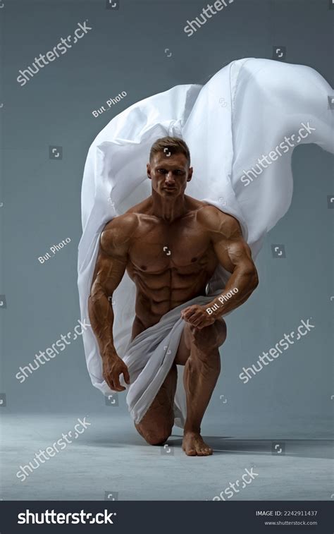 Muscular Shirtless Man Perfect Body Posing Stock Photo 2242911437