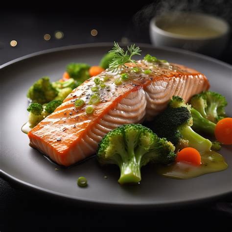 Salm N Al Horno Con Verduras Foto Premium